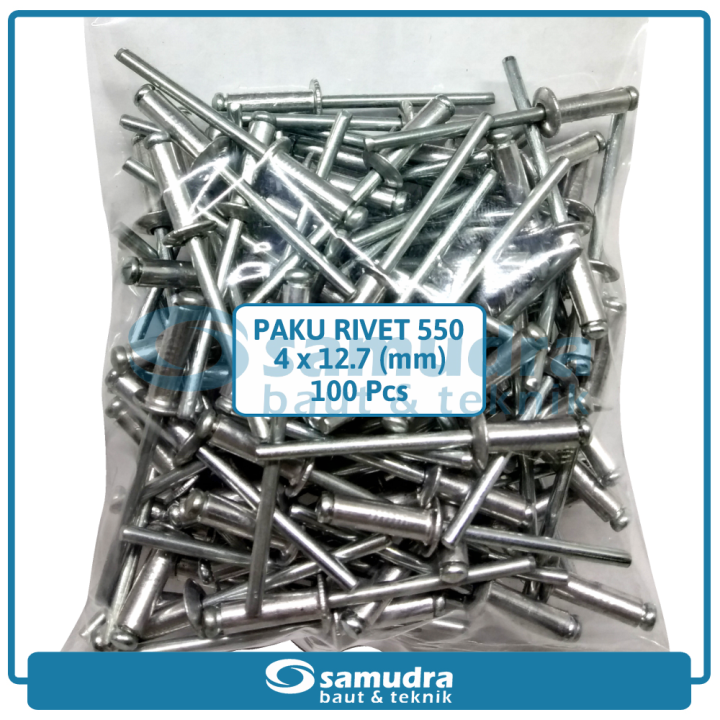 SMD Paku Rivet 550 100 pcs 4 x 12.7 mm Blind Rifet Tembak Aluminium ...