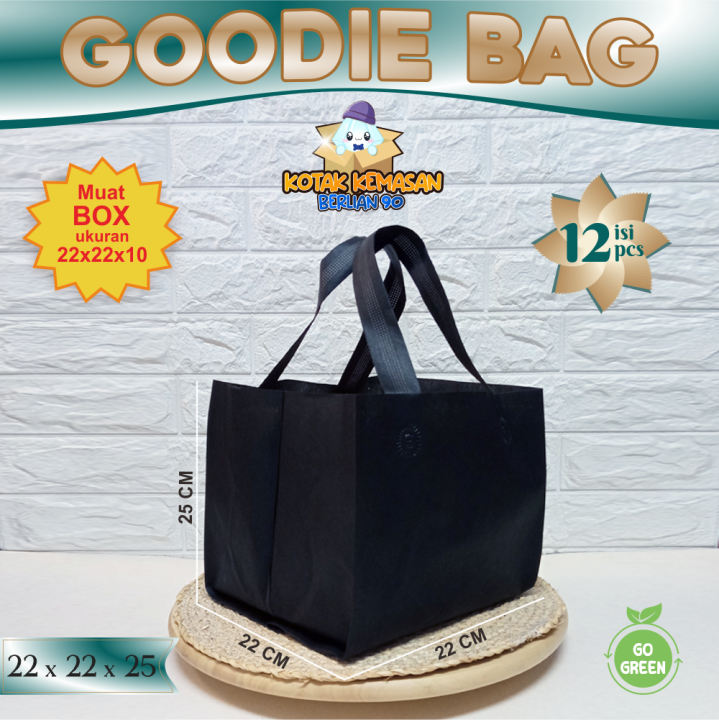 12 Pcs Tas spunbond box 22x22 - Tas Kain Kotak Nasi - Tas Kue (22X25)- polos | Lazada Indonesia
