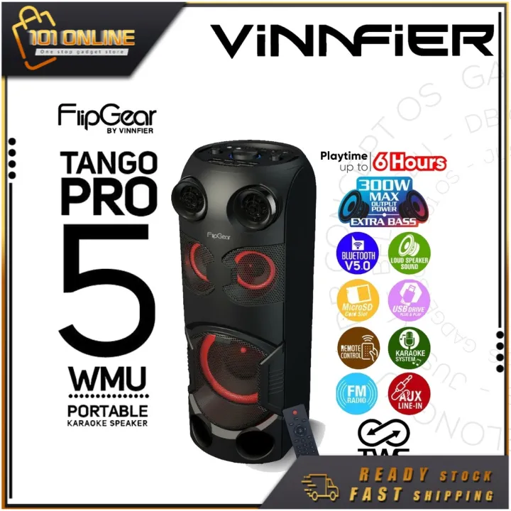 VINNFIER FLIPGEAR TANGO PRO 5 WMU PORTABLE KARAOKE SYSTEM SPEAKER & FREE 2 WIRELESS UHF MIC | Lazada