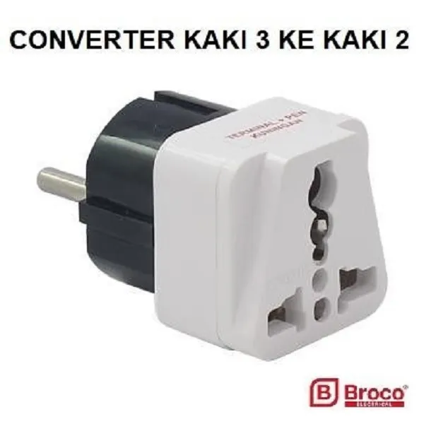Broco Over Steker 1391055 Converter Colokan kaki 3 ke kaki 2 | Lazada ...