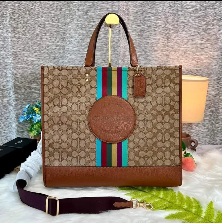 Coach Women's C5793 Dempsey Tote 40 In Signature Jacquard With Stripe ...