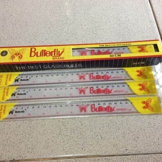 Penggaris Mika Plastik 30cm Merk Butterfly Satuan Stationery ATK Art ...