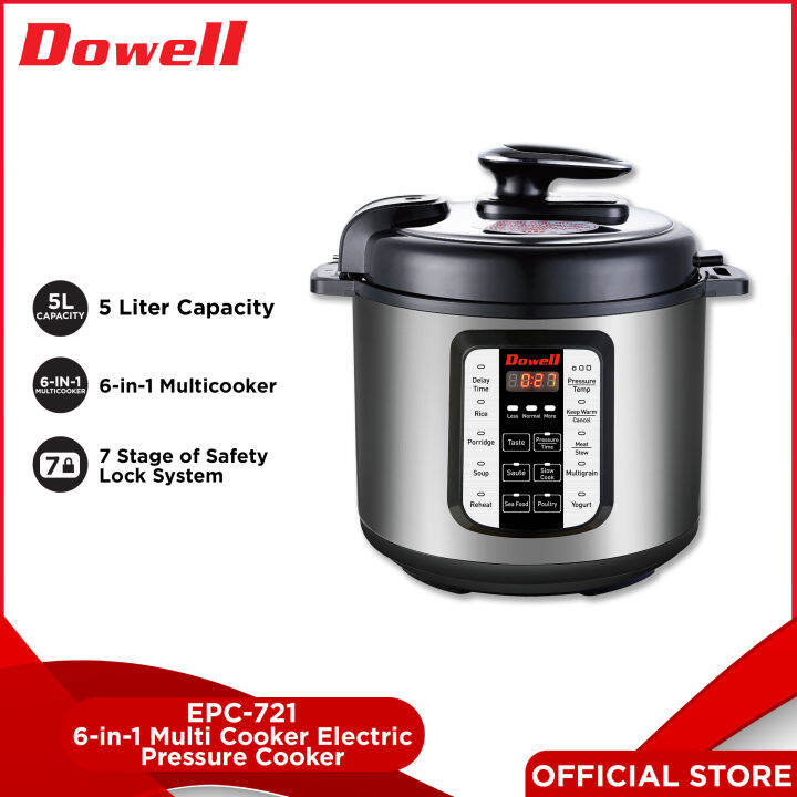 Dowell EPC-721 6-in-1 Multi-cooker with 12 Cooking Programs Electric Pressure Cooker Slow Cooker ...
