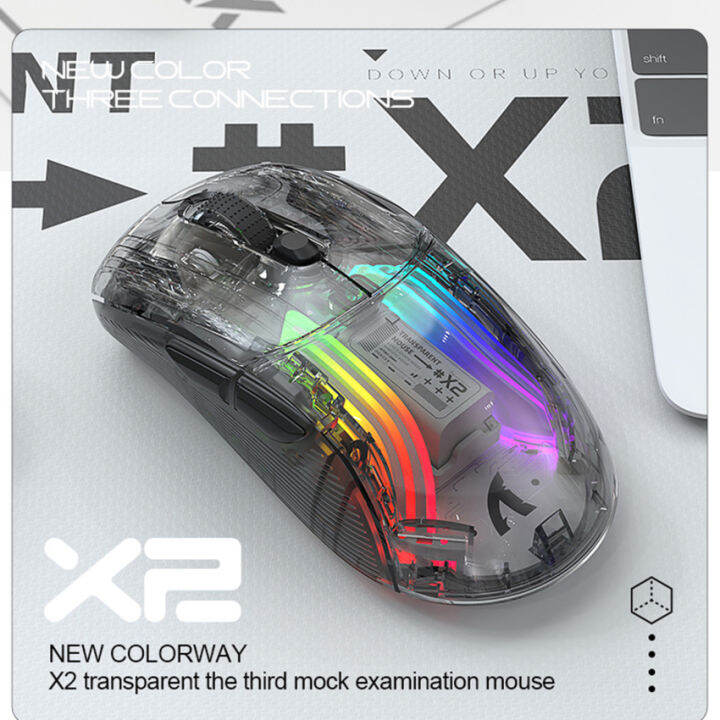 Mouse komputer cangkang transparan PC Mouse Gaming nirkabel, Mouse ...