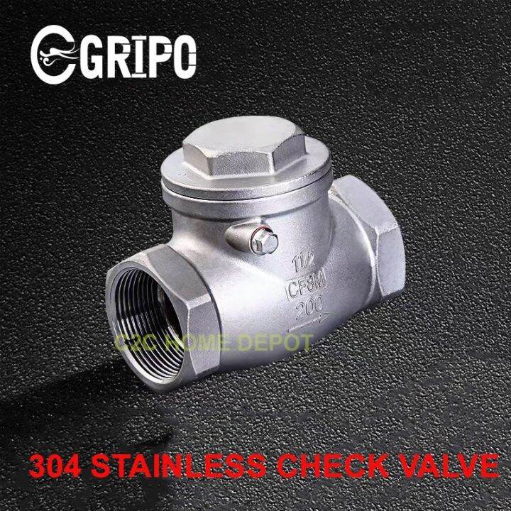 GRIPO 304 Stainless SWING CHECK VALVE One-Way Valve Female Thread ...