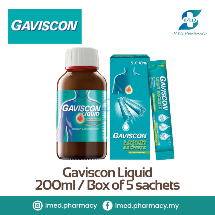 Gaviscon Peppermint Liquids/Sachets - 200ml / 5's sachet [FOR HEARTBURN ...