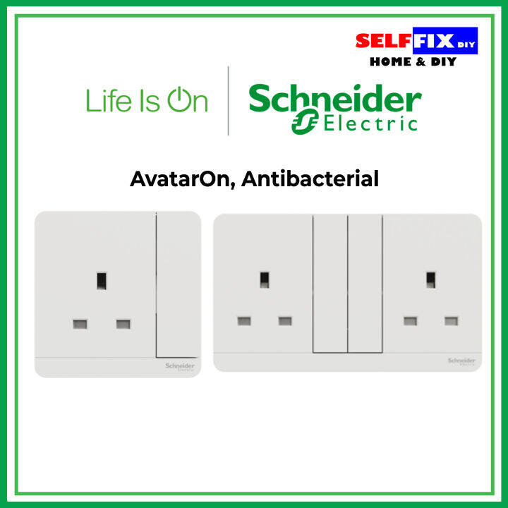 Schneider Electric AvatarOn, Anti-bacterial 13A 250V 1Gang (Single ...