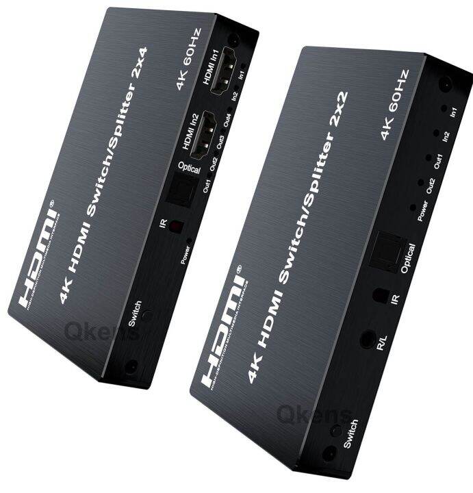 4K 60hz HDMI Switch Splitter 2x2 2x4 HDMI Switcher 3.5mm Audio 3D Video ...