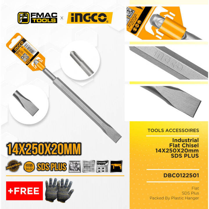 ♝INGCO Industrial SDS Plus Flat Chisel 14X250X20mm DBC0122501 ...