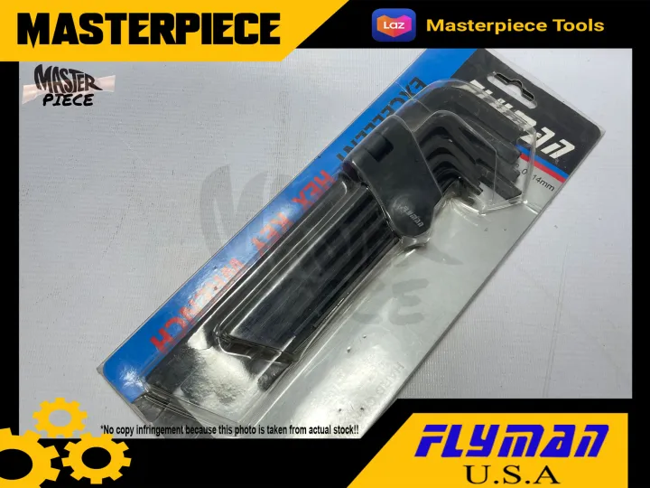 Masterpiece ORIGINAL FLYMAN HEAVY DUTY 9Pcs. Allen Wrench Set (HEX KEYS ...