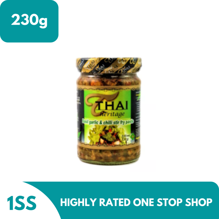 Thai Heritage Basil Garlic & Chilli Stir Fry Paste From Thailand 230g ...