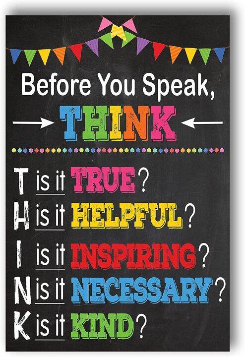 Before You Speak Think Posters School Classroom Sign Teacher Wall Art ...