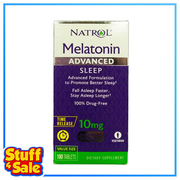 Natrol Melatonin Advanced Sleep Maximum Strength Time Release 10mg 100 ...