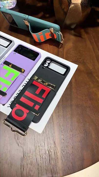 รุ่นใหม่สำหรับ Samsung zflip3 สายรัดข้อมือเคสศัพท์บางเฉียบพับได้ flip 3 ...