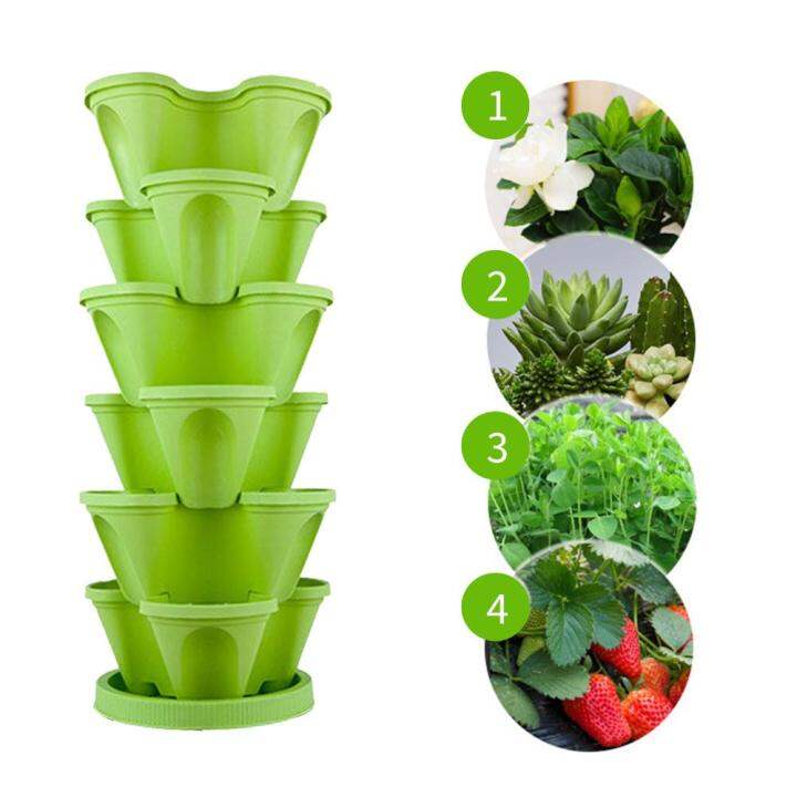 Stackable Planter Vertical Stacking Garden Pots for Indoor Outdoor ...