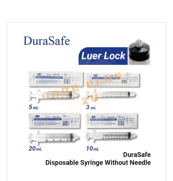 Durasafe Disposable Syringe without Needle (Luer Lock) / Picagari Tanpa Jarum [3ml/5ml/10ml/20ml ...