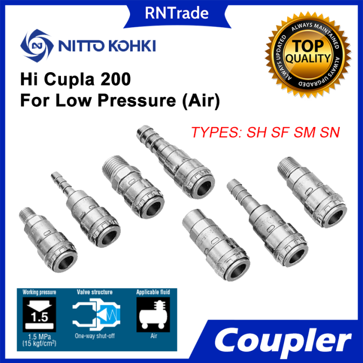 NITTO KOHKI Hi Cupla 200 Quick Connect Couplings / Coupler, TYPES: SH SF SM SN (Quick Release ...