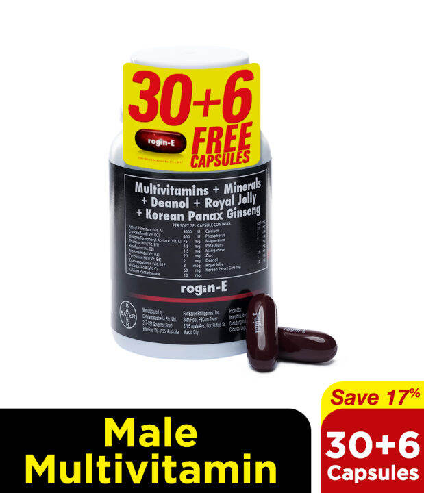 Rogin-E Multivitamins + Minerals + Deanol + Royal Jelly + Korean Panax ...