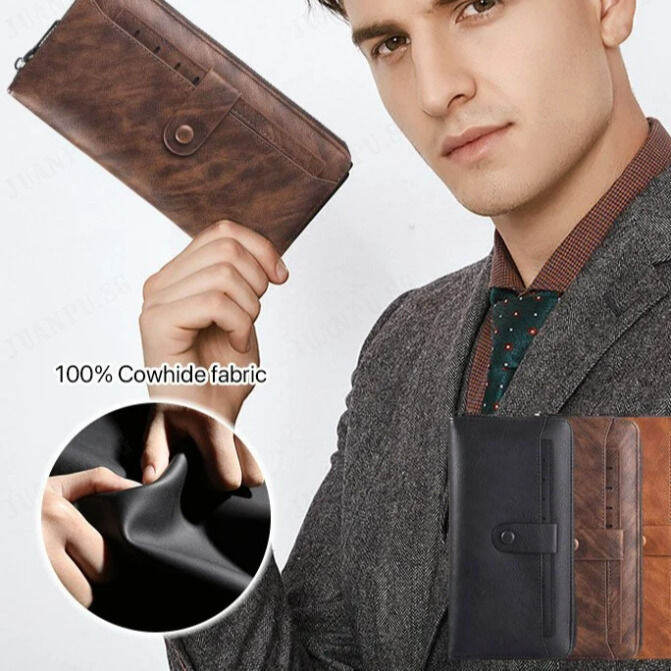 juanpu Sleek and Practical Men's Handheld Wallet with Long Design and ...