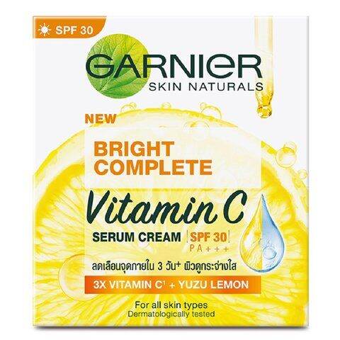Garnier Bright Complete Vitamin C Serum Cream SPF30 PA+++ 50ml การ์นิเย่ ไบรท์ คอมพลีท วิตามิน ...