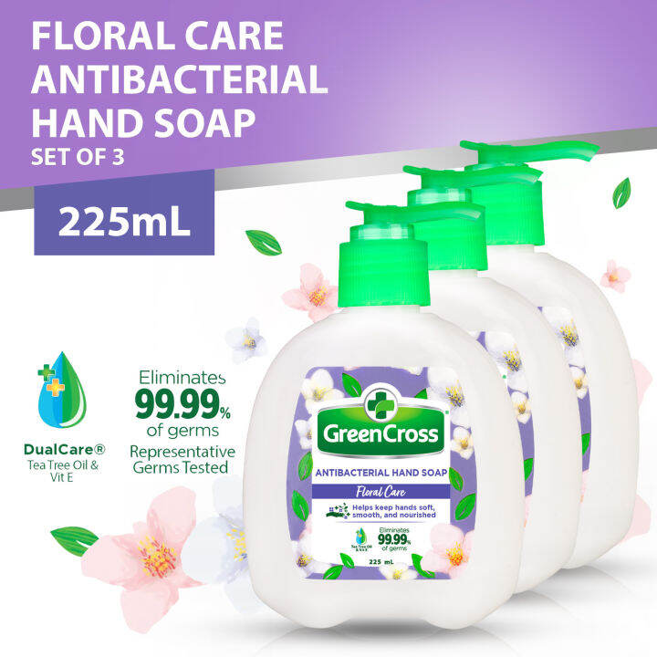 Green Cross Floral Care Antibacterial Hand Soap 225ml Pump Set of 3 ...