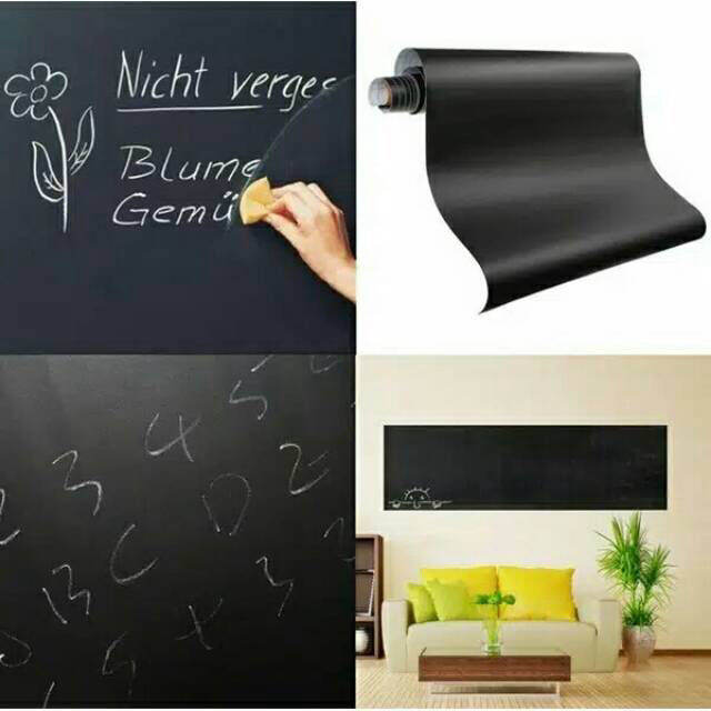 BLACK BOARD Stiker Papan Tulis Hitam kantor rumah Papan Tulis Tempel ...