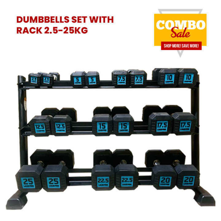 Livepro 2.5Kg to 25Kg Dumbbells Set with Rack | Lazada Singapore