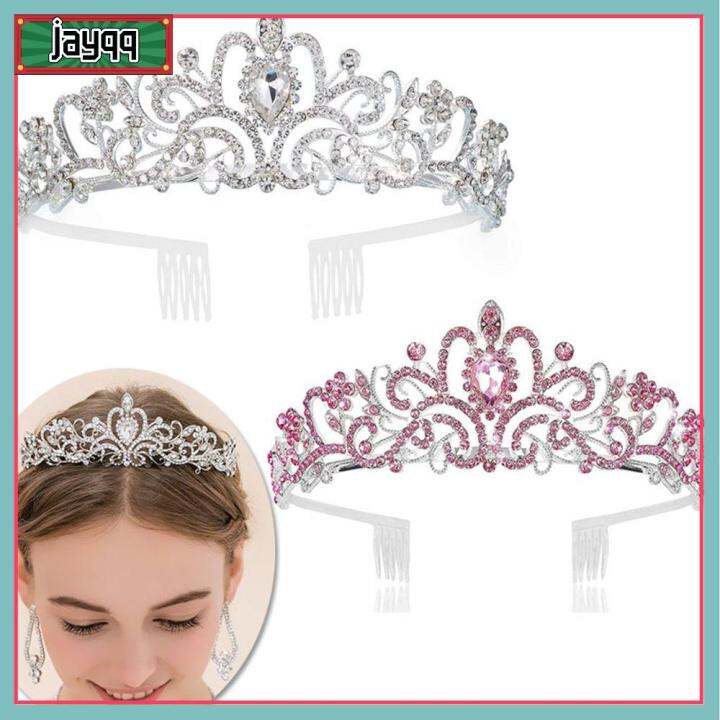 JAYQQ สำหรับผู้หญิง เครื่องประดับผมเจ้าสาว งานเลี้ยงวันเกิด ที่คาดผมเจ้าสาว พร้อมหวี Silver ...