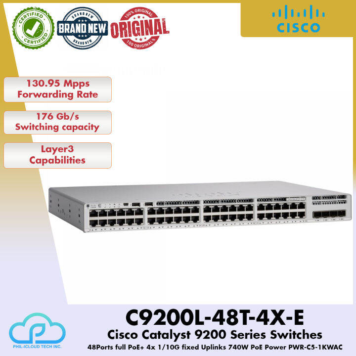 Cisco Catalyst 9200 Series Switch C9200L-48T-4X-E Network Essentials ...