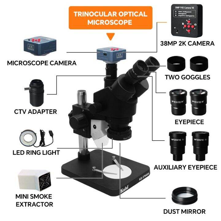 Microscope Trinocular Simul Focal Continuous Zoom Stereo Microscope 4K ...