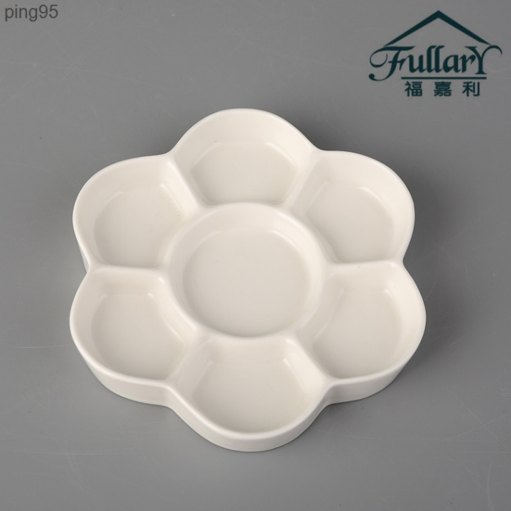 Ceramic multi grid plate, plum blossom shaped plate, reinforced white ...