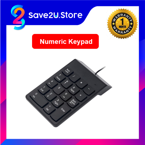 USB Wired Numeric Keypad 19Keys Portable Number Numpad for Laptop ...
