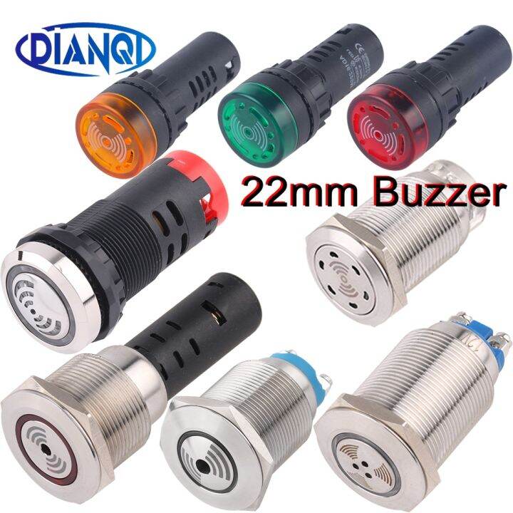 Speaker Warning Device Light Flashing LED Waterproof22mm AD16-22SM Metal Buzzer Alarm Indicator ...