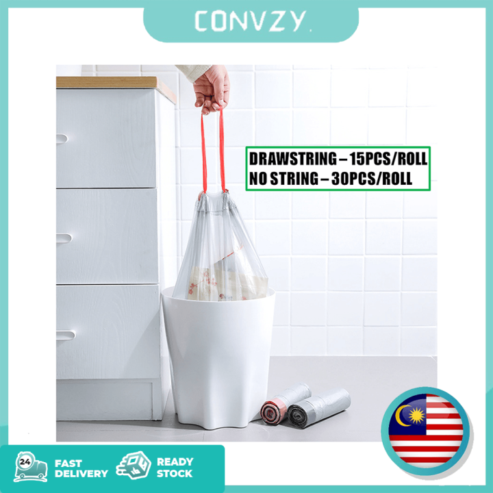 DRAWSTRING GARBAGE BAG / PLASTIC BAG / RUBBISH BAG / TRASH BAG ...