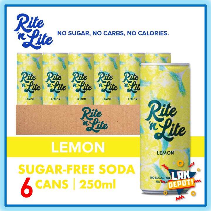 Rite 'N Lite (LEMON) Sugar Free Carbonated Soda Drinks x 6 cans | Lazada PH