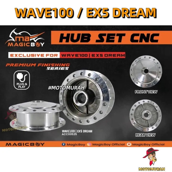 MAGIC BOY WAVE-100 / EX5 DREAM HUB SET CNC (CHROME) FRONT REAR WAVE100 ...