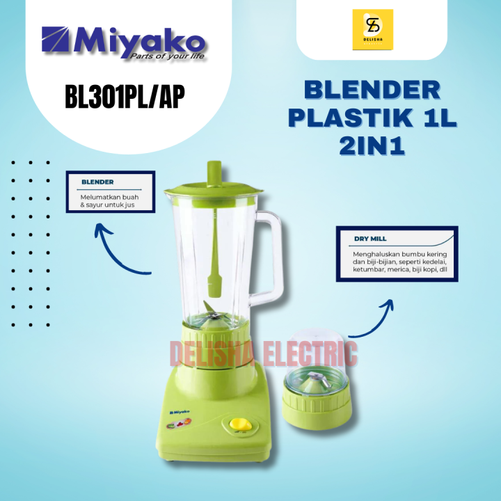 BLENDER MIYAKO PLASTIK BLENDER JUICE BLENDER BUMBU MIYAKO 1L 2IN1 ...