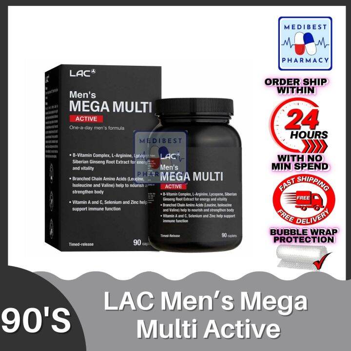 LAC Men’s Mega Multi Active -90 Caplets | Lazada