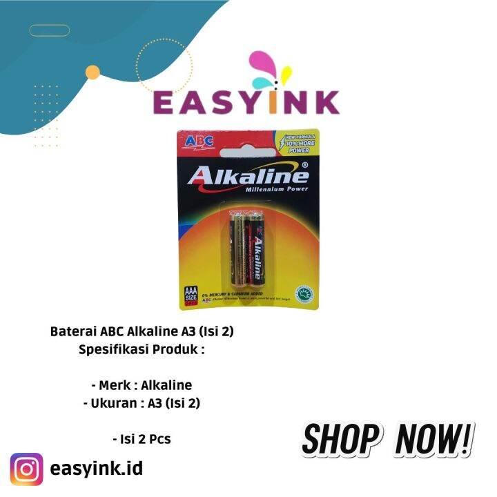 Baterai Alkaline ABC AAA A3 isi 2 Pcs | Lazada Indonesia