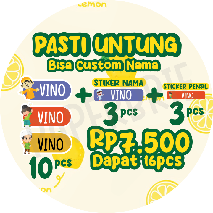 Paperbrie Pasti Untung - Sticker Stiker Label Nama Anak Custom Nama ...