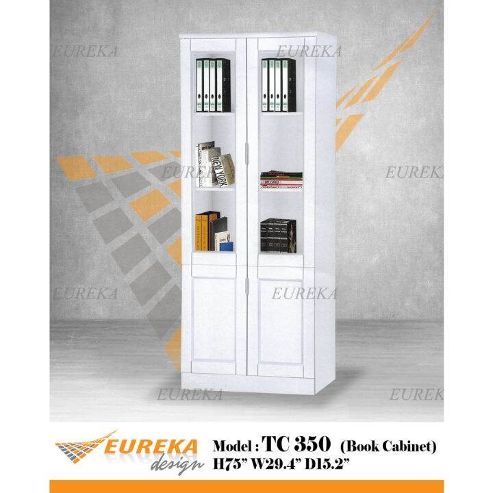 EUREKA 2.5ft Book Cabinet File Shelf Modern Wood Glass 350 / Almari ...