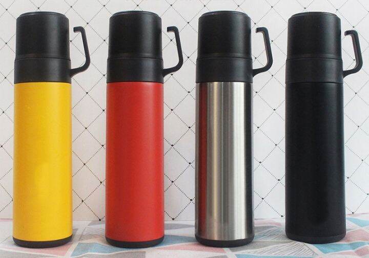 Termos Botol Minum Stainless Steel Cup/Cangkir Pegangan POLOS I Termos Luar Plastik Dalam ...