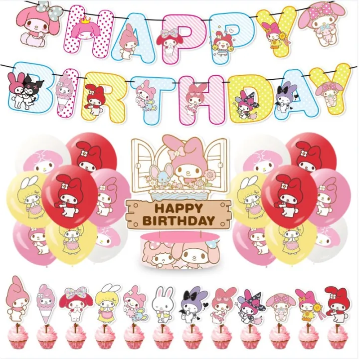 My Melody Balloons banner cake toppers Birthday Party Decoraion Kids ...