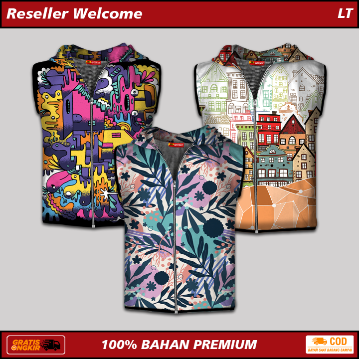 Queenzie Rompi Printing Wanita Pria Vest Hoodie Olahraga Running Anti ...