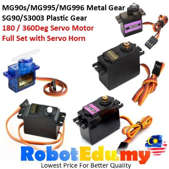 Servo Motor MG995 MG996r 55g SG90 9g MG90s S3003 Metal / Plastic Gear 180 / 360 Deg Degree ...
