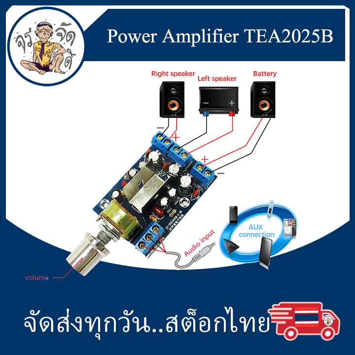 Power Amplifier Board ขยายเสียง 3W + 3W TEA2025B 2.0 Channel FE-2025-2.0K hifi mini | Lazada.co.th
