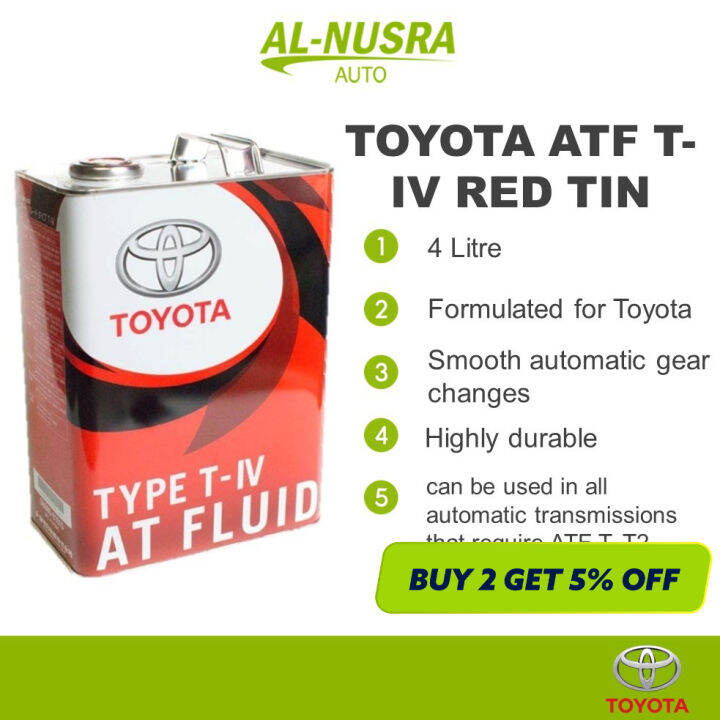 TOYOTA ATF T-IV RED TIN 4L AUTO TRANSMISSION FLUID GEAR OIL MINYAK ...