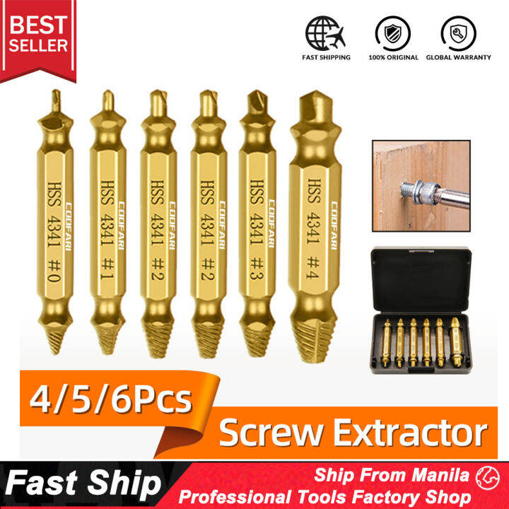 COOFARI 6Pcs/Set Double Side Damaged Screw Extractor Drill Bits Out Crimping Bolt Remover Tool ...