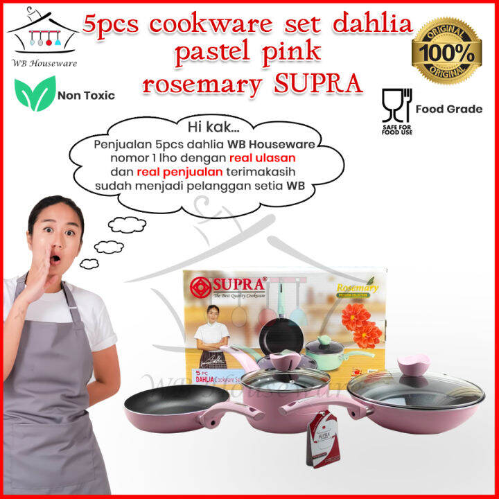 5Pcs cookware set supra pastel pink renatta / Dahlia panci set supra ...