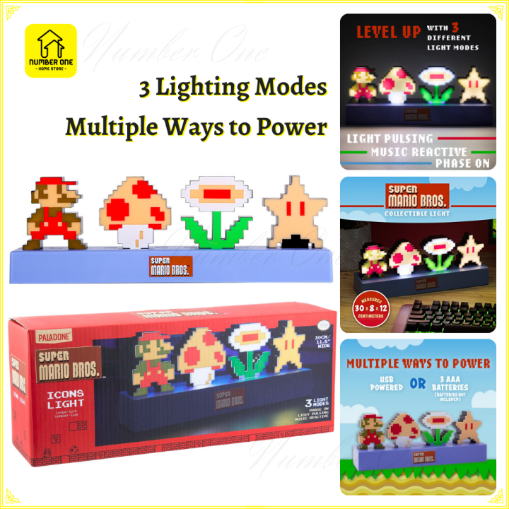 [Number one]Super Mario Bros Icons Night Light, 3 Moleds Light ...